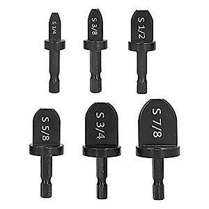 6PCs Swaging Tool Drill Bit Set Copper Aluminum Pipes Expansion Tube Expander Drill Bit Air Conditioner Maintenance HVAC Tools(Hex Shank)