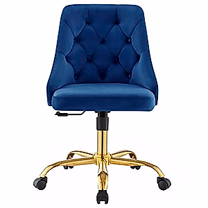 Modway Distinct Tufted Swivel Performance Velvet Office Chair, Gold Navy