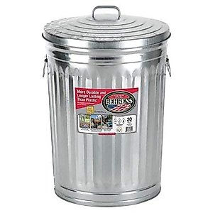 Behrens High Grade Steel 1211 20 Gal Silver Galvanized Steel Trash Can with Lid(Trash Can)