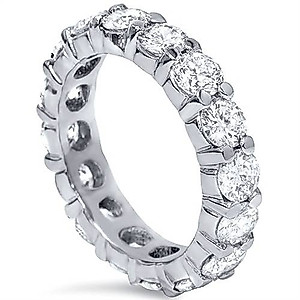 P3 POMPEII3 4 ct Diamond Eternity Wedding Ring 14K White Gold - Size 4.5