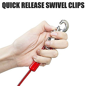 BV Pet Tie Out Cable for Dogs Up to 125 Pounds, 30 Feet (Red/ 125lbs/ 30ft)