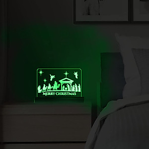 The Geeky Days Merry Christmas Optical Illusion Light Rmeote Control Multi Color LED Lighting Desktop Lamp Home Decorative Nativity Scene of Baby Jesus Christ USB Beside Lamp
