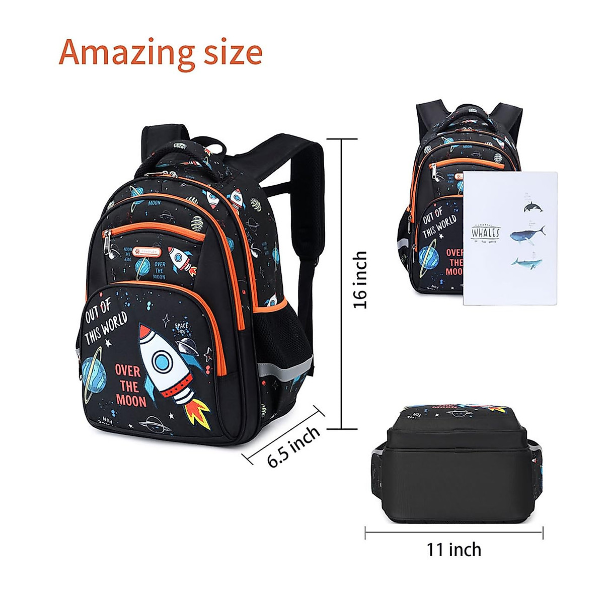 Kid Bookbag Boy Kindergarten Elenemtary Preschool Multi Compartment Backpack, Chest Strap Side Pockets