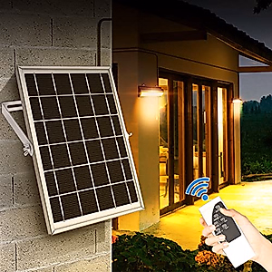 OUGETHER Solar Lights Indoor Outdoor Home 1600 Lumen Dual Head Solar Shed Light with Dimmable Remote Control/Pull Wire Switch White Solar Pendant Light for Patio Porch Barn Farm House (White)