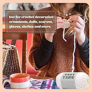 4x50g(7.1Oz) Yarn for Crocheting and Knitting, 4x87yds Beginner Easy Crochet White Cotton Yarn for Beginners with Easy-to-See Stitches, Worsted-Weight Medium #4 - Cotton-Nylon Blend