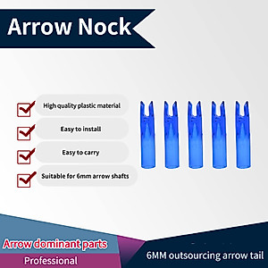 50 Pack Archery Arrow Nock, Arrow Nock Practical Archery Accessor Portable, for DIY Hunting Arrows Recurve Bow Compound Bow 6mm Shaftment(Blue)