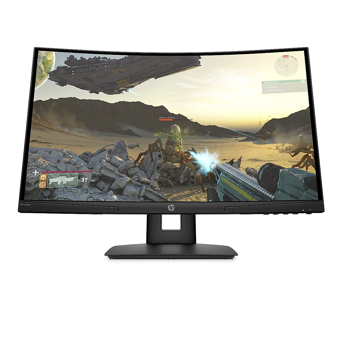 HP X24c Gaming Monitor | 1500R Curved Gaming Monitor in FHD Resolution with 144Hz Refresh Rate and AMD FreeSync Premium | (9EK40AA) (Renewed)