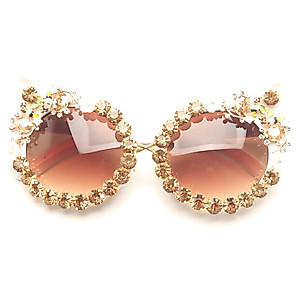 Oversized Diamond Sunglasses Women Rhinestone Cat Eye Sunglasses Vintage Female Sparkling Party sunglasses Eyewear (white, X)