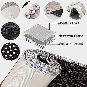 Black and Gold Marble Lines Kids Rug, Abstract Luxury Indoor Non-Slip Area Rugs, Machine Washable Breathable Durable Carpet for Front Porch Entryway Decor Doormats 5' by 7'