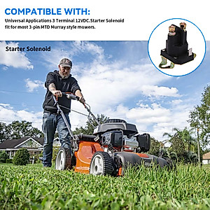 Stylemafia Starter Solenoid fit for Husqvarna 539101714 Trombetta 854-1221-210 Bobcat John Deere Snapper MTD, Universal Applications 3 Terminal 12VDC Most 3-pin MTD/Murray Riding mowers