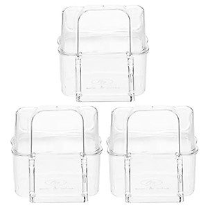 POPETPOP 3pcs Bird Cage Plastic Cups Acrylic Feeding Bowls Hanging Parrot Feeders Cage Accessories for Parakeet Canary Cockatiel (Transparent)