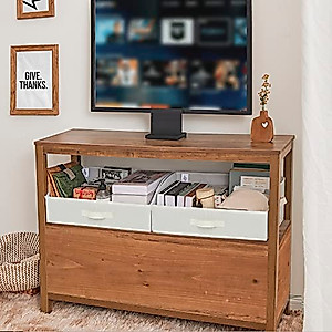 GRANNY SAYS Shelf Storage Baskets, Cloth Bin Organizer and Storage Bins, Trapezoid Storage Boxes Decorative, Clothing Bins for Changing Table Closet Shelves, Pearl White, 3-Pack