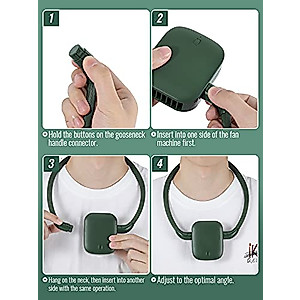 Dadanism Neck Fan, 2-in-1 USB Portable Fan 3 Speeds Rechargeable Hands Free Waist Clip Necklace Fan, Adjustable, Detachable Cooling Desk Fan for Office Outdoor Travel Queue, Green