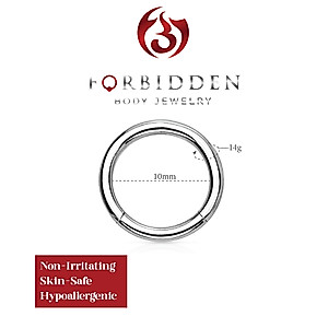 Forbidden Body Jewelry 14g 10mm Surgical Steel Seamless Segment Body Piercing Hoop