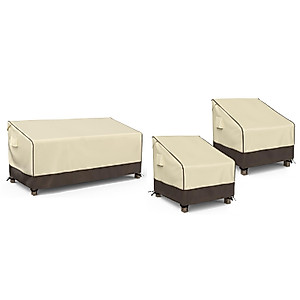 MR. COVER 80Inch Outdoor Couch Cover and 35 Inch Patio Chair Covers Combo Set, Moisture-proof & UV-protection, Brown & Khaki
