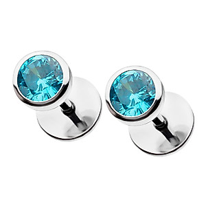 ComfyEarrings Aqua CZ Bezel Stud Earrings