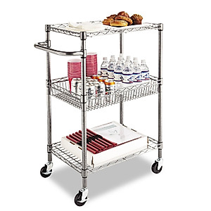 Alera 3-Tier Wire Rolling Cart, 3-Tier Wire Rolling Cart,28w x 16d x 39h, Black Anthracite