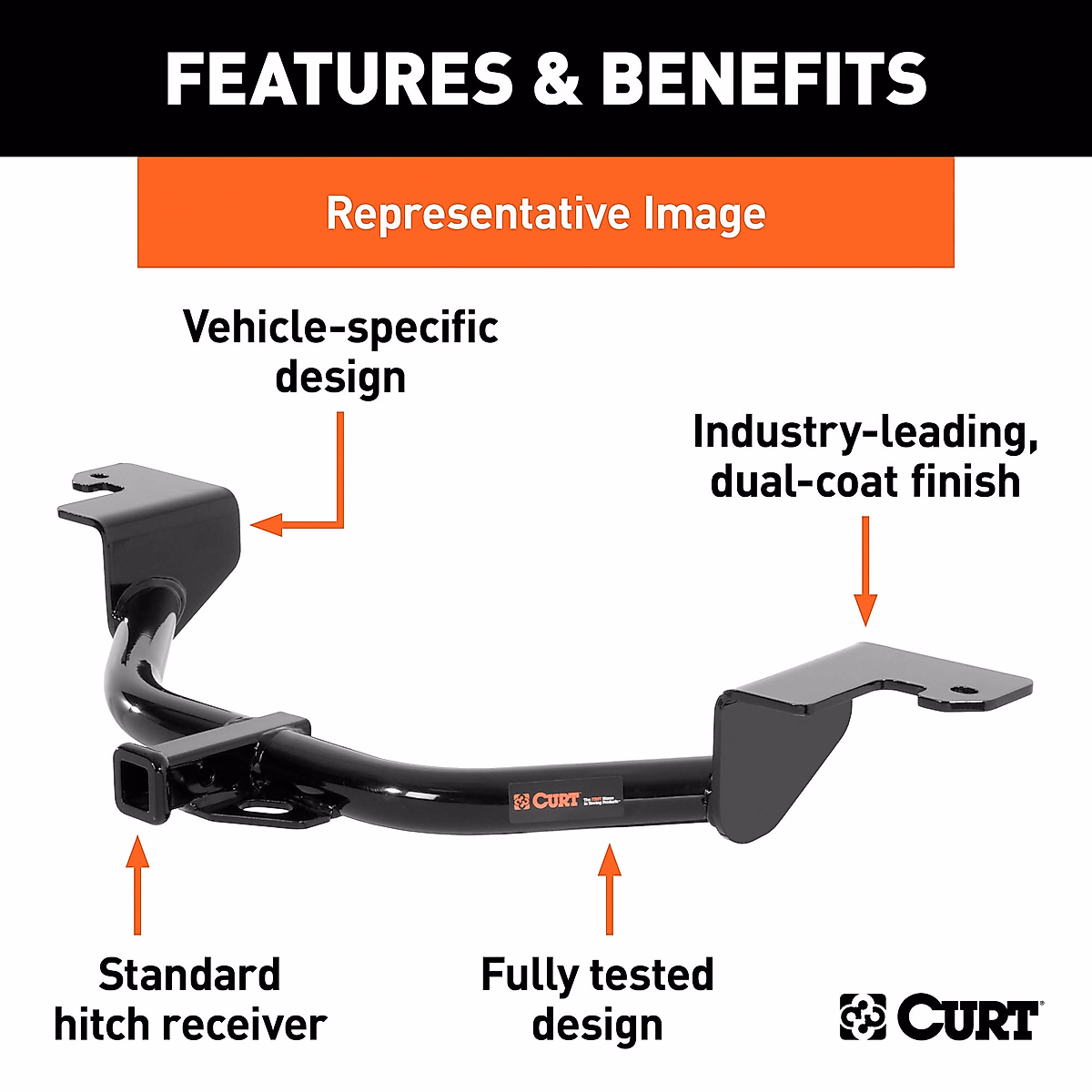 CURT 120763 Class 2 Trailer Hitch with Ball Mount, 1-1/4-Inch Receiver, Compatible with Select Ford Transit Connect
