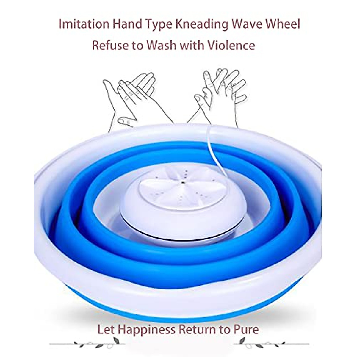 Ultrasonic Folding Bucket Turbo Washing Machine, Automatic Positive and Negative Usb Plug-In Lundry Machine,Portable Mini Lavadoras for Student Dormitories, Living Rooms, Bathrooms, Balconies