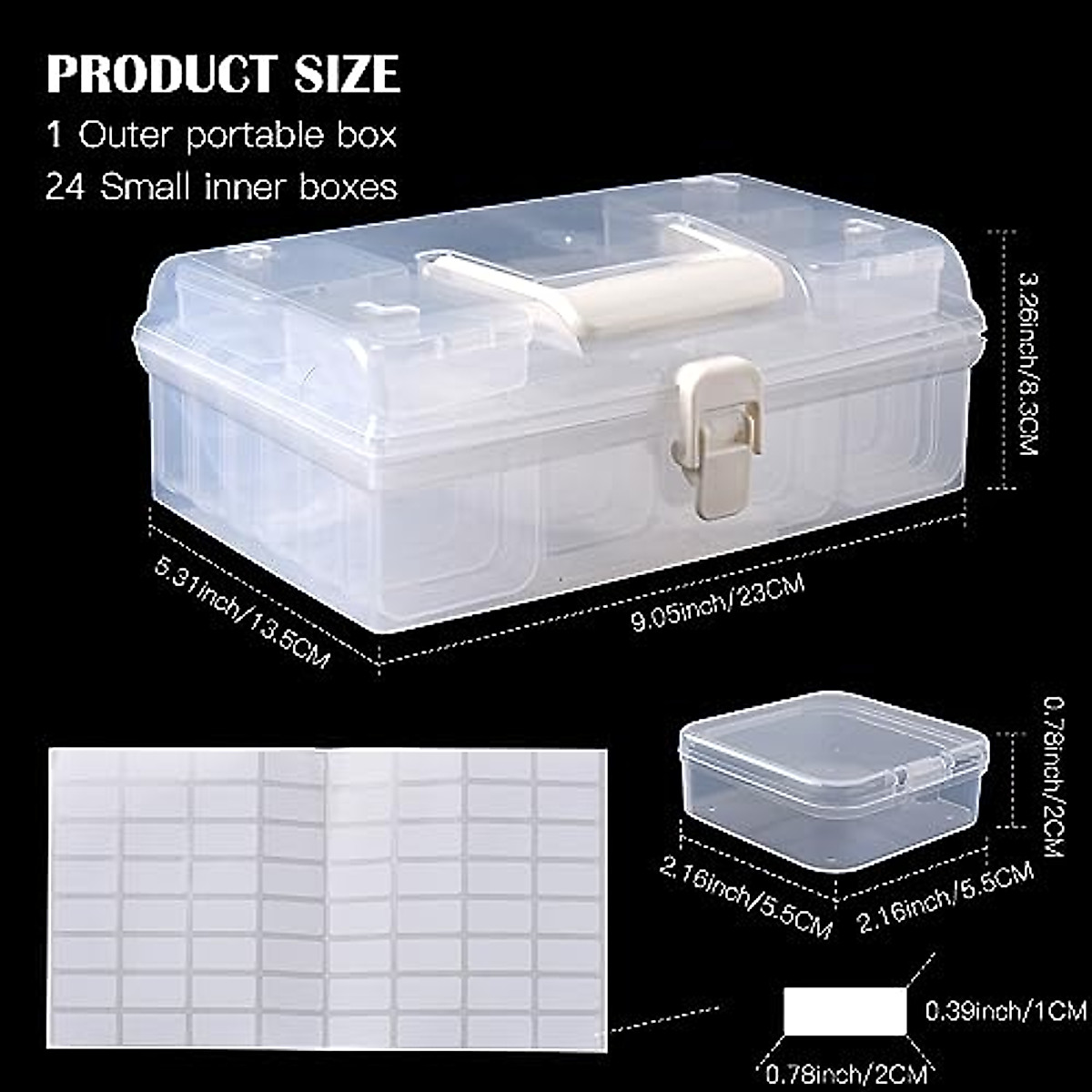 Douorgan Small Bead Storage Containers 24 Pieces Plastic Storage Organizers Portable Art Storage Case Transparent Boxes Jewelry Beads Storage Box(1 Pack)