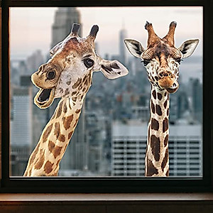 Cute Giraffe Wall Decals 2 Sheets Giraffe Decor Stickers, Lovely Window Decor Animal Wall Stickers Art Decorations for Kids Room Living Room Nursery Classroom