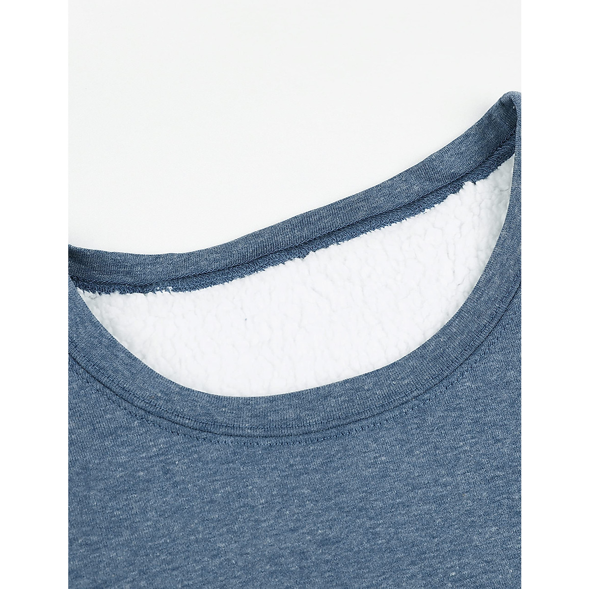 Yeokou Women Warm Sherpa Lined Fleece Crewneck Sport Sweatshirt Pullover Loungewear（Blue-S）