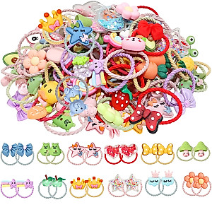 WillingTee 120pcs (60 pairs) Mix Colors Girl's Elastic Hair Ties Soft Rubber Bands Hair Bands Holders Pigtails Hair Accessories for Girls Infants Toddlers Kids Teens and Children