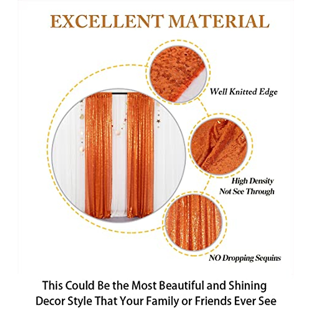 Sequin Backdrop Curtain Orange 2FTx7FT 2 Pack Sequin Fabric Backdrop Drapes Christmas Backdrop for Photography 60x215cm Orange Wall Backdrop for Video Studio Prop