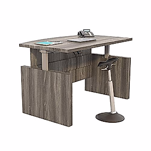 Safco Products ABDH7242LGS Aberdeen­ 72" Bow Front Base Height-Adjustable Desk, Gray Steel Laminate