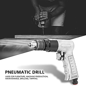 3/8" Pneumatic Drill,Reversible Air Drill,1700rpm High-Speed Pneumatic Drill Reversible Rotation Air Drill Tool,Variable Speed Trigger, Forward & Reverse Controls for Hole Drilling