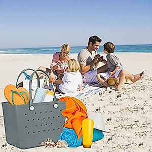 UeKeKicg Beach Bag X Large Rubber Beach Tote Bag, Waterproof Sandproof Tote Bag Outdoor for Women Travel Bag Washable Sports Hand Bag for Gym, Beach, Travel, Pool, Yoga