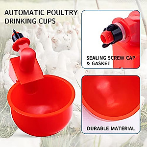 UCandy Pack 10 Chicken Waterer Cups,Chicken Feeder Cup for Chicken Duck Turkey Rabbit,3/8 Inch Thread Automatic Filling,Solution for Poultry Watering (10) (10)
