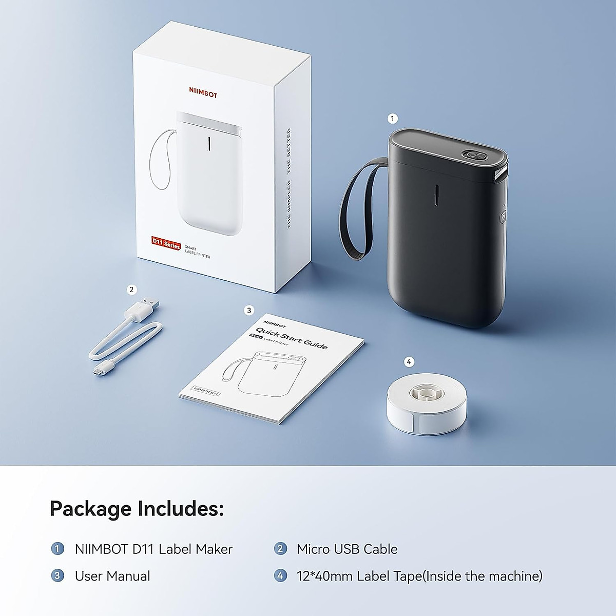 DEEPIN Label Maker Machine D101 Bluetooth Label Maker with Tape, 0.4-1 Inch Print Width Thermal Label Printer Portable for Business, School, Office Organization, Home Storage, White