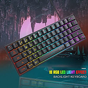 MageGee Mini 60% Gaming Keyboard, RGB Backlit 61 Key Ultra-Compact Keyboard, TS91 Ergonomic Waterproof Mechanical Feeling Office Computer Keyboard for PC, MAC, PS4, Xbox ONE Gamer(Black)