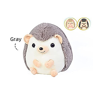 CHDGIOHA Cute Hedgehog Stuffed Animal Plush Body Pillow - 13.7'' Gray Kawaii Hedgehog Plushie Throw Pillow, Chubby Soft Plush Toy Doll, for Him & Her (Gray,Medium)