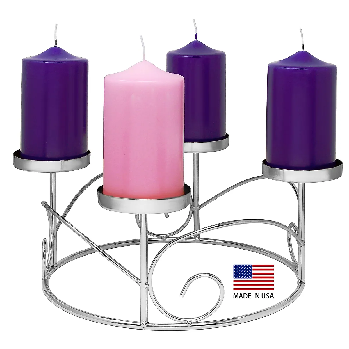 Title: Advent Candles Set of 4 – Made in the USA None Drip Advent Pillar Candles – Unscented Purple & Pink Advent Candles for Church and Home Advent Décor decoration Advent Wreaths Rings Candle Holder