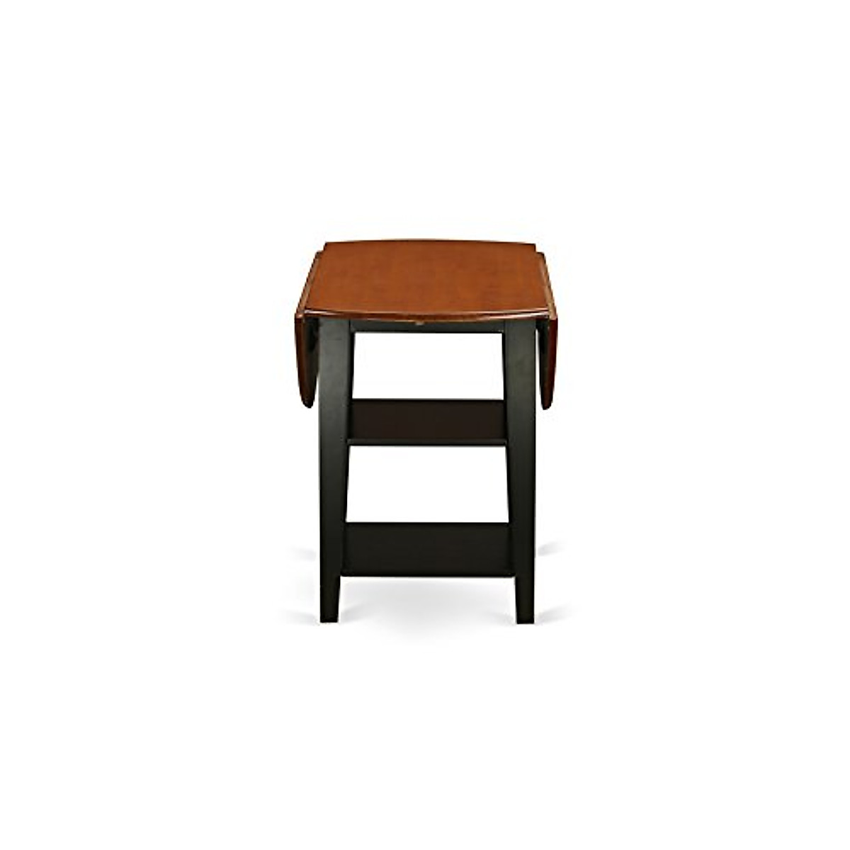 East West Furniture SUPF5-BCH-C 5 Piece Kitchen Table & Chairs Set Includes a Round Dining Table with Dropleaf & Shelves and 4 Linen Fabric Dining Room Chairs, 42x42 Inch, Black & Cherry