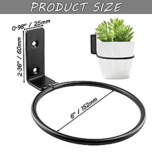 Jiozermi 2 Pack 6 inch Flower Pot Holder Ring, Flower Pot Holder Ring Wall Mounted Set Wall Mounted Metal Planter Hanger Matte Black Hanging Plant Holder