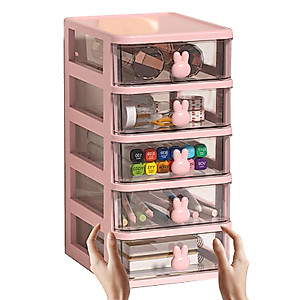 Dosulou Stackable Makeup Organizer and Storage - Clear Plasticss Storage Drawer with Pull-Out Handles | Multi-use Organizing Bins for Kitchen, Bedroom, Bathroom, Offices, Utensils, Makeup, Jewellery