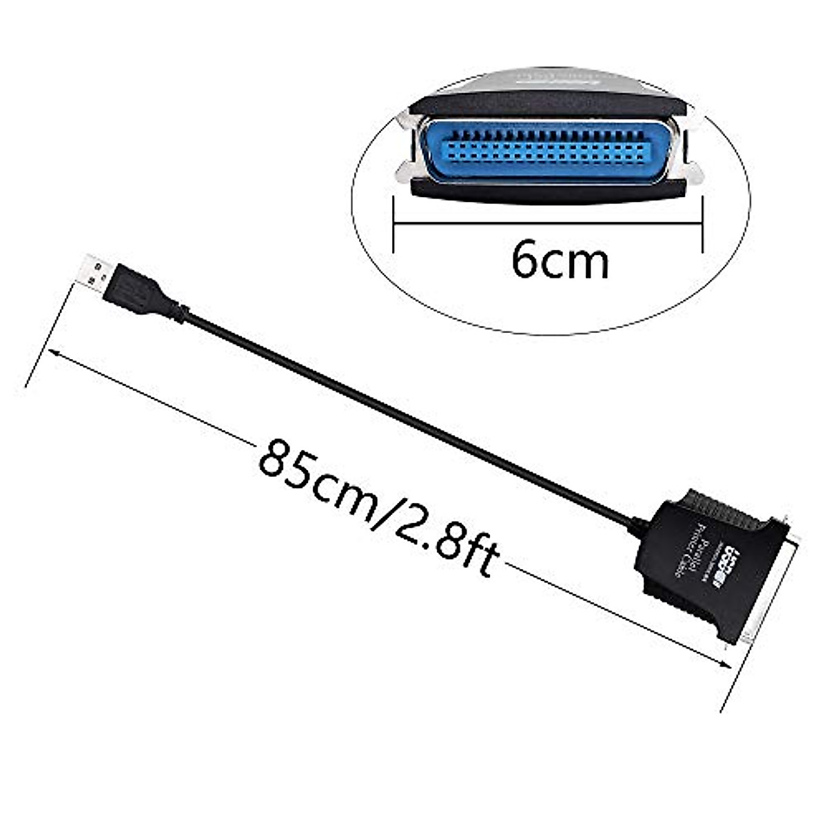 SinLoon USB to Parallel Port Adapter USB to IEEE1284 CN36 Parallel Printer Cable Adapter for Printer (2.8FT)