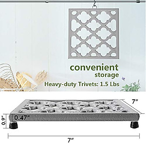 Square Cast Iron Trivet Gray Metal Trivets for Kitchen Dining, Hot Pot Holder Hot Pads for Table & Countertop - Heat Resistant Teapot Trivets