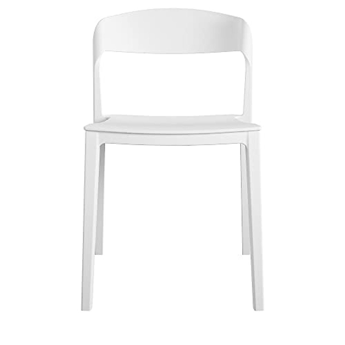 COSCO Outdoor/Indoor Stacking Resin Chair with Ribbon Back, 2-Pack, White