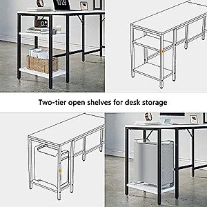 CubiCubi L Shaped Desk with Hutch, 66" Corner Computer Desk with Drawer,Home Office Gaming Table Workstation with Storage Bookshelf, White