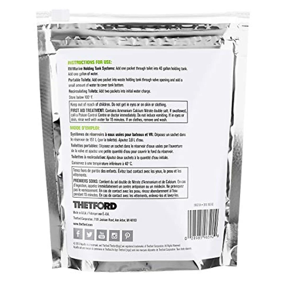 Thetford AquaBio 96590 RV Holding Tank Treatment Citrus Twist Scent, Formaldehyde Free 16 Count Toss-Ins