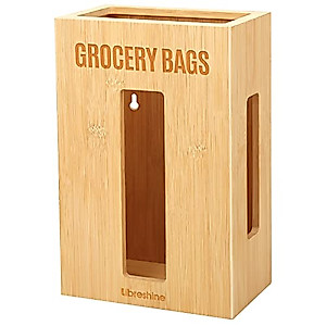 Libreshine Extra Large Grocery Bag Organizer Under Sink, Plastic Bag Holders for Grocery Bags Cabinet, Bamboo Grocery Bag Holder Wall Mount
