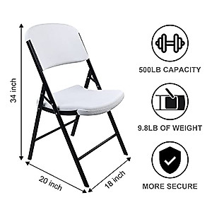 Signature Folding Plastic Chair with 500-Pound Capacity, White, 2-Pack