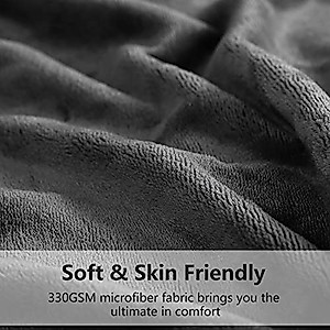 Balichun King Size Blanket - Soft Lightweight 330GSM Bed Throw Blanket for Sofa, Couch, Bed, Camping, Travel -All Season Thermal Fleece Blankets, 90x 108 inches, Grey