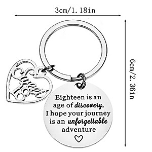 MaoMaoCha 18th Happy Birthday Gifts Keychain, 18 Year Old Bar Mitzvah Gift for Her/Him, Inspirational Gifts for 18 Teen Girls Boys, Made of Stainless Steel