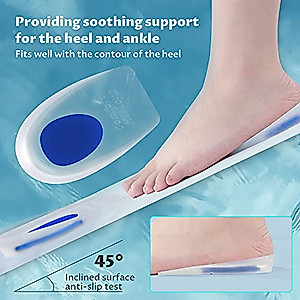 Silicone Gel Heel Cups for Heel Pain Shoe Inserts Heel Protectors for Plantar Fasciitis Foot Pads for Bone Spurs Heel Cushion Heel Lifts for Achilles Tendonitis (Large-6 Packs)