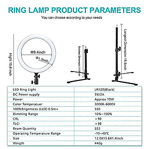 Godox LR120 12" LED Ring Light with Desktop Stand & Cell Phone Holder, USB Powered Conference Light CRI>90 Color Temperature 3000K to 6000K for TikTok/Live Stream/Makeup/Zoom Call & YouTube (Black)